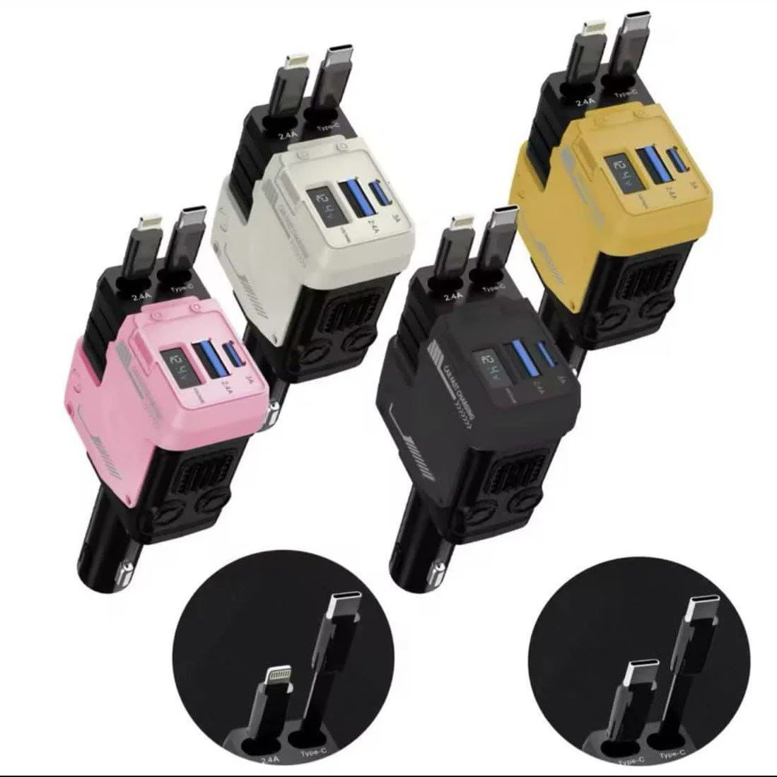 chargeur fast charging avec cable integré pour voiture