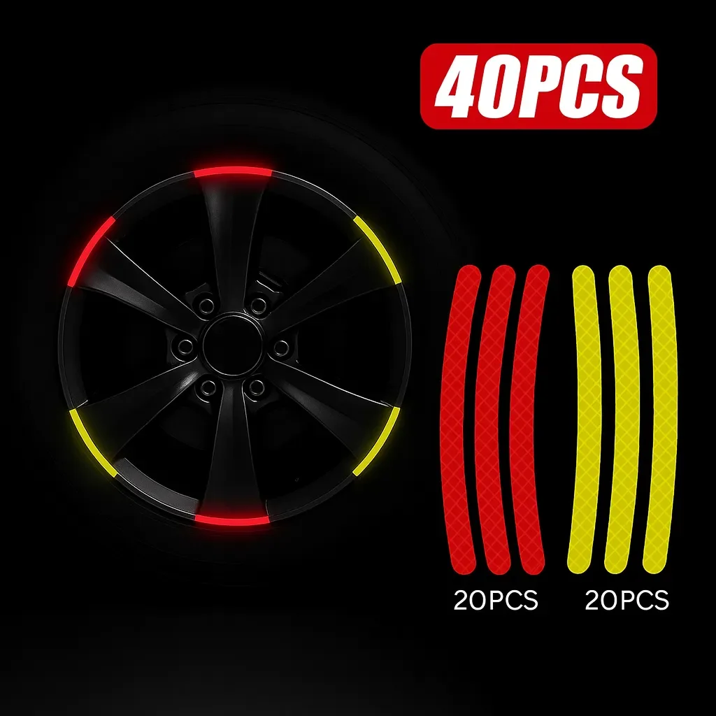 Luminous Reflective Car Wheel Rim Stickers – 20 Pcs Rainbow Dots