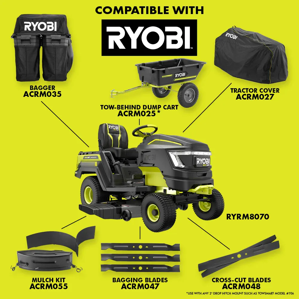 RYOBI 80V HP Brushless 46 in. Battery Electric Cordless Riding Lawn ...