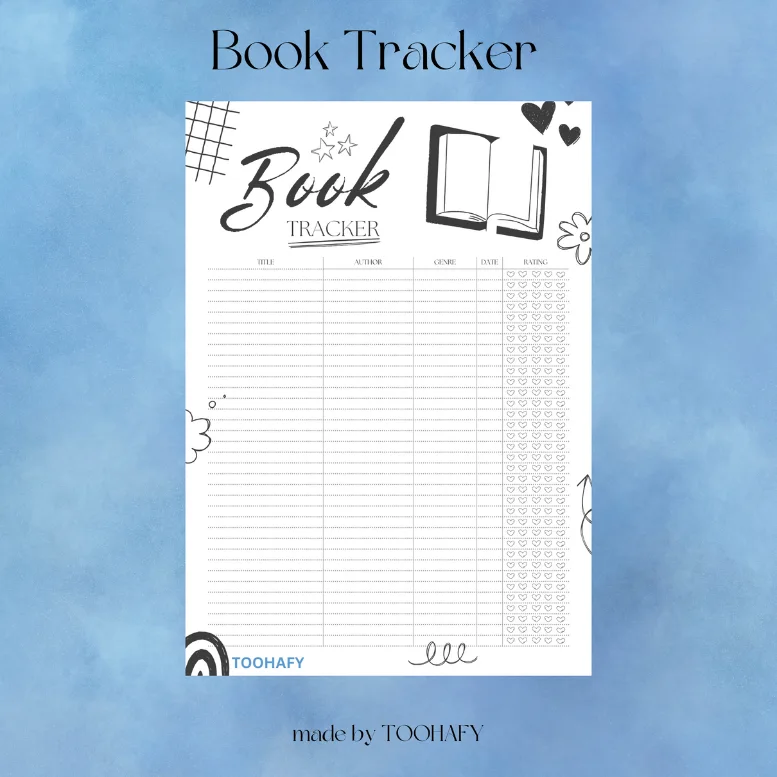 Book Tracker Printable-Digital Reading Log-Aesthetic Book Journal