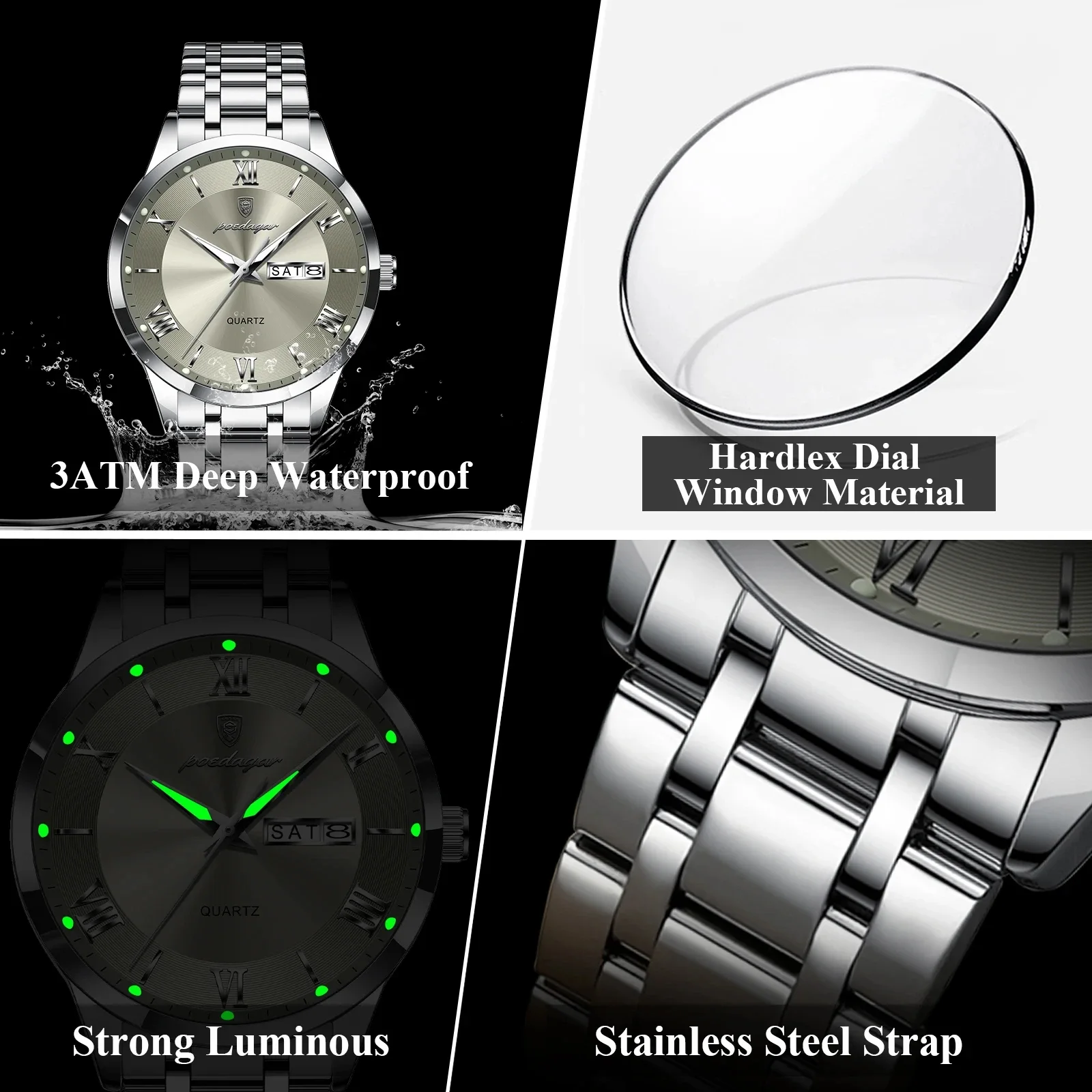 Luxury Stainless Steel Quartz Men's Watche