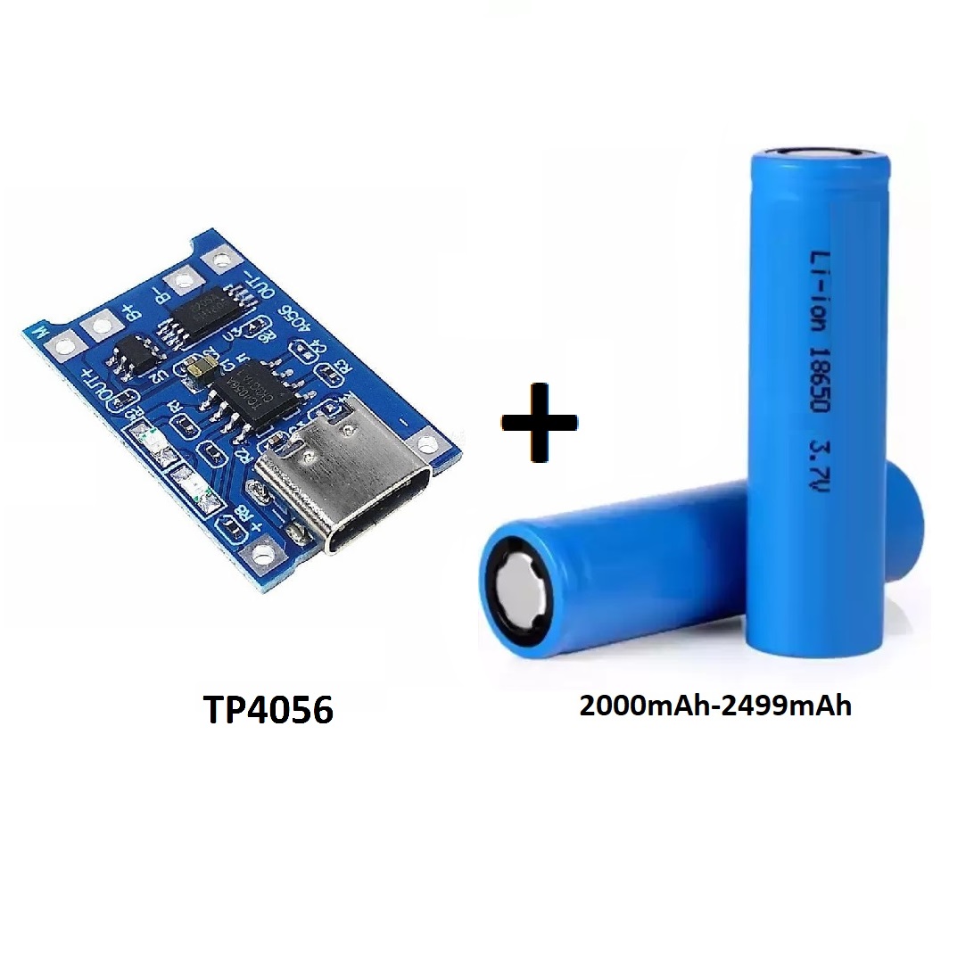 Batterie 3.7V Li-ion 18650 2000mAh to 2500mAh (refurbished) + TP4056 TYPE-C