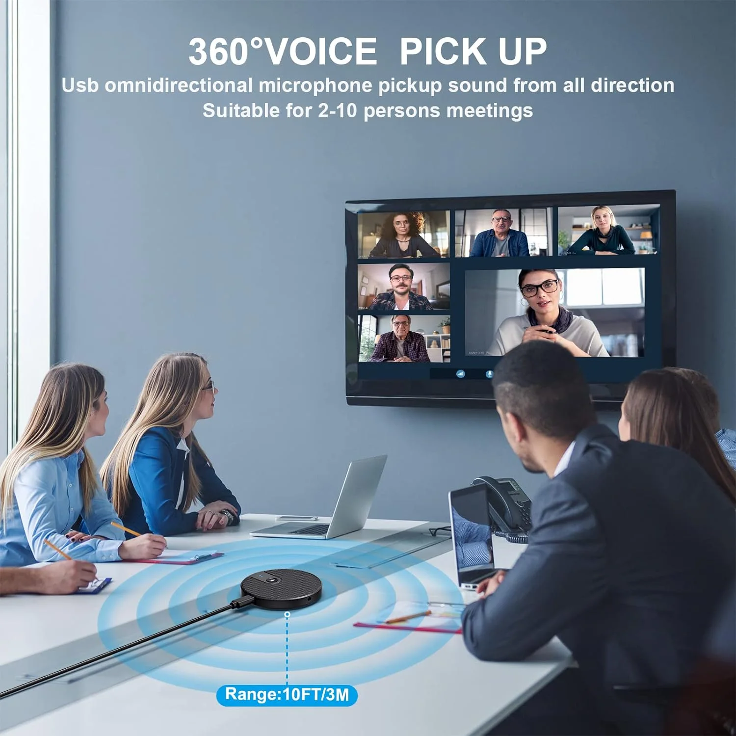 Veetop Conference Microphone 360° Omnidirectional USB Computer ...