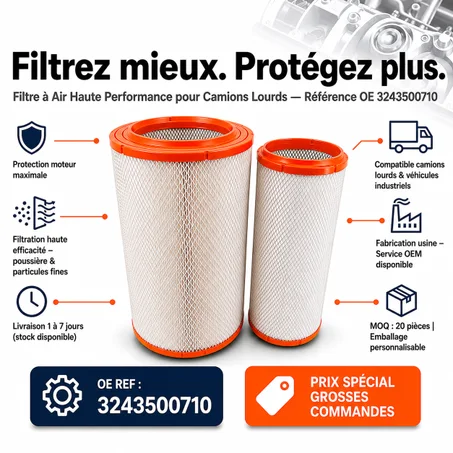 Filtre à air élément de pièces de camion lourd en gros OE 3243500710 ...
