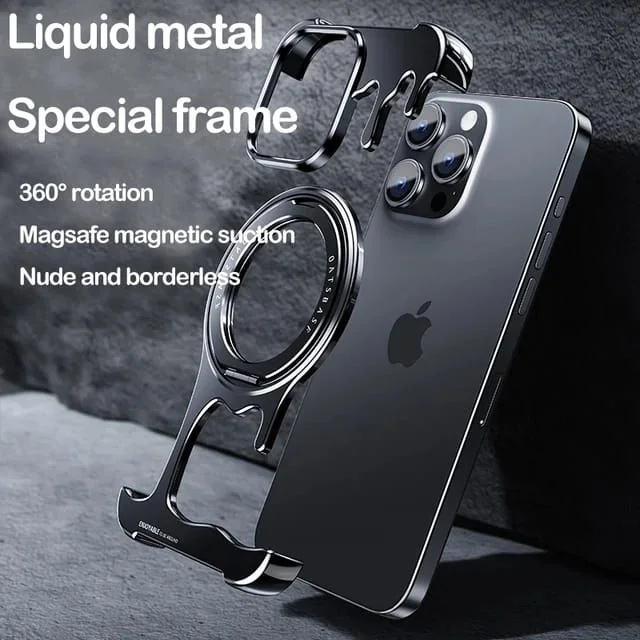 Liquid Metal MagSafe Ring Stand Frameless Case