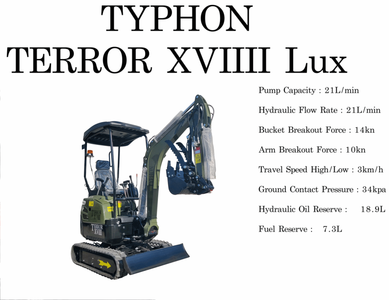 2025 4000 lb Typhon Terror XVIII Mini Excavator Rubber Track with ...