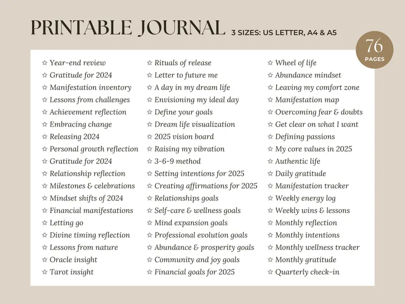 2025 Manifestation Journal | Yearly Intentions Visioning Workbook ...