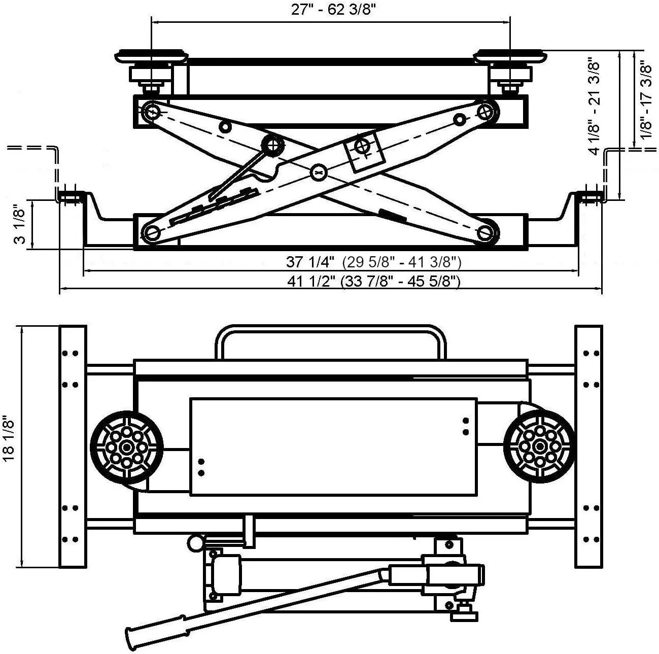 APlusLift ABJ-40 4,000LB Pneumatic Air Operated Sliding Bridge Jack
