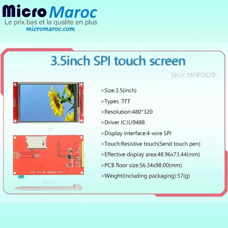 Afficheur Tactile TFT LCD 3.5" 480x320 avec Contrôleur ILI9486 ...