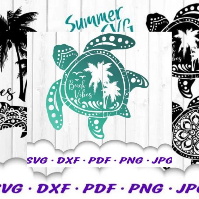 Beach Vibes Summer Turtle SVG Bundle