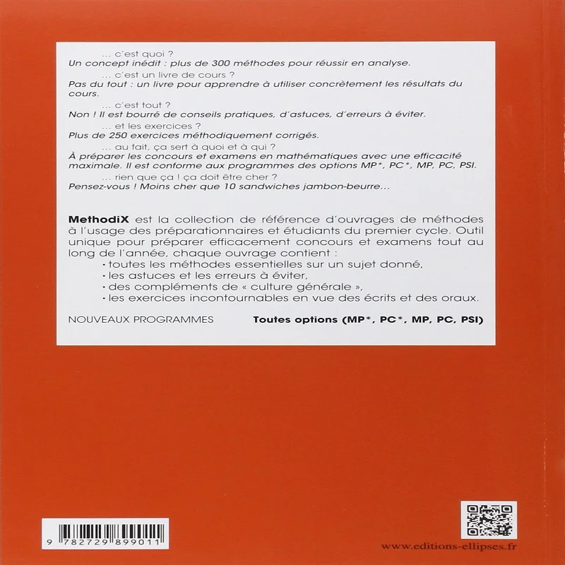 MéthodiX Analyse 300 Méthodes 250 Exercices Corrigés