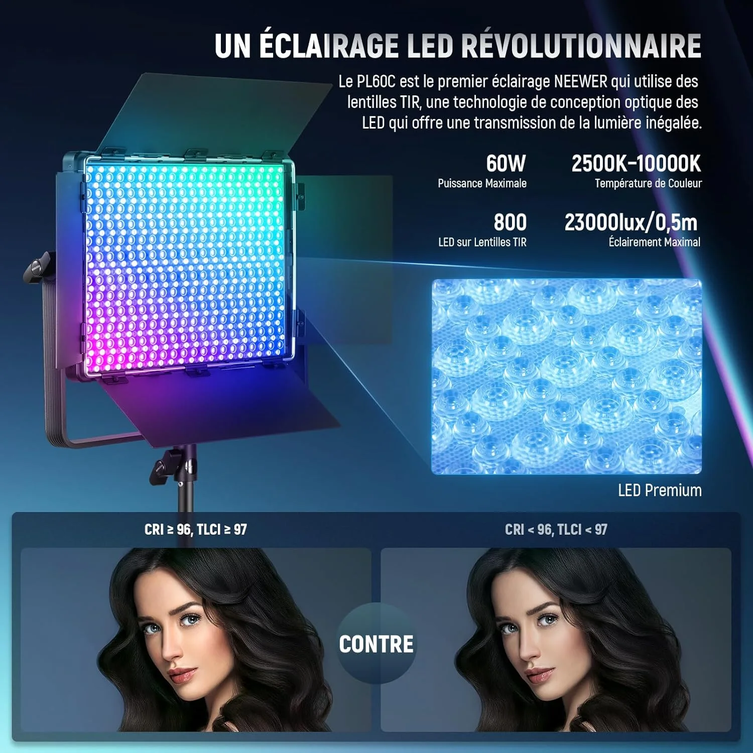 Panneau LED RGB NEEWER PL60c RGB