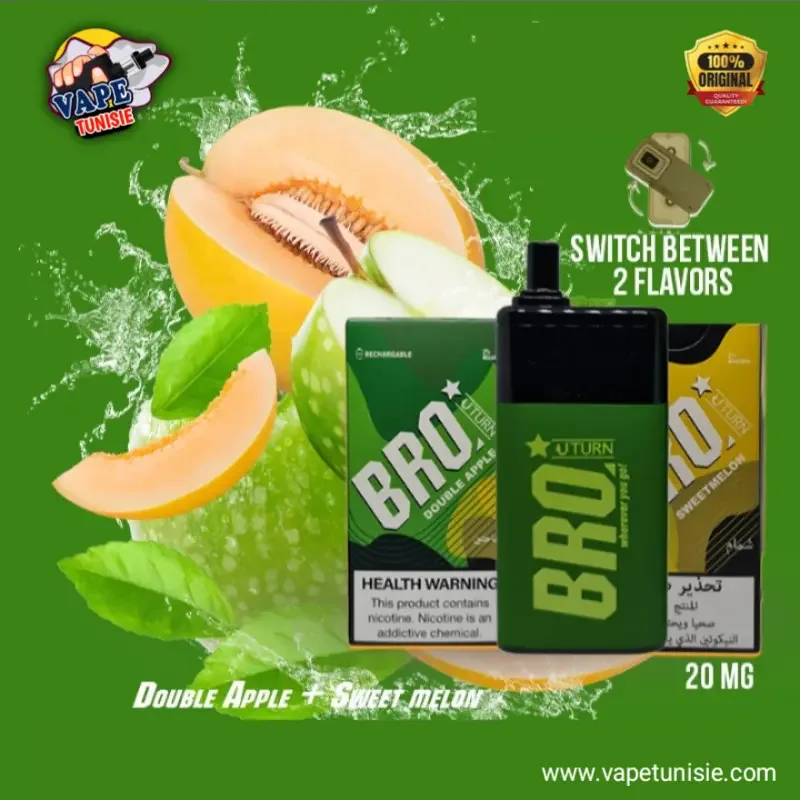 Bro U-Turn 5000 Puff Tunisie - Double Saveur [ deux en un ] 2% Nic ...