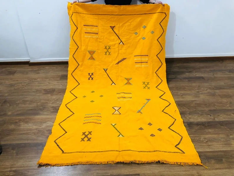 Handmade Moroccan Rug, Cactus silk Sabra area rug , 7.77 FT × 4.65 FT ...